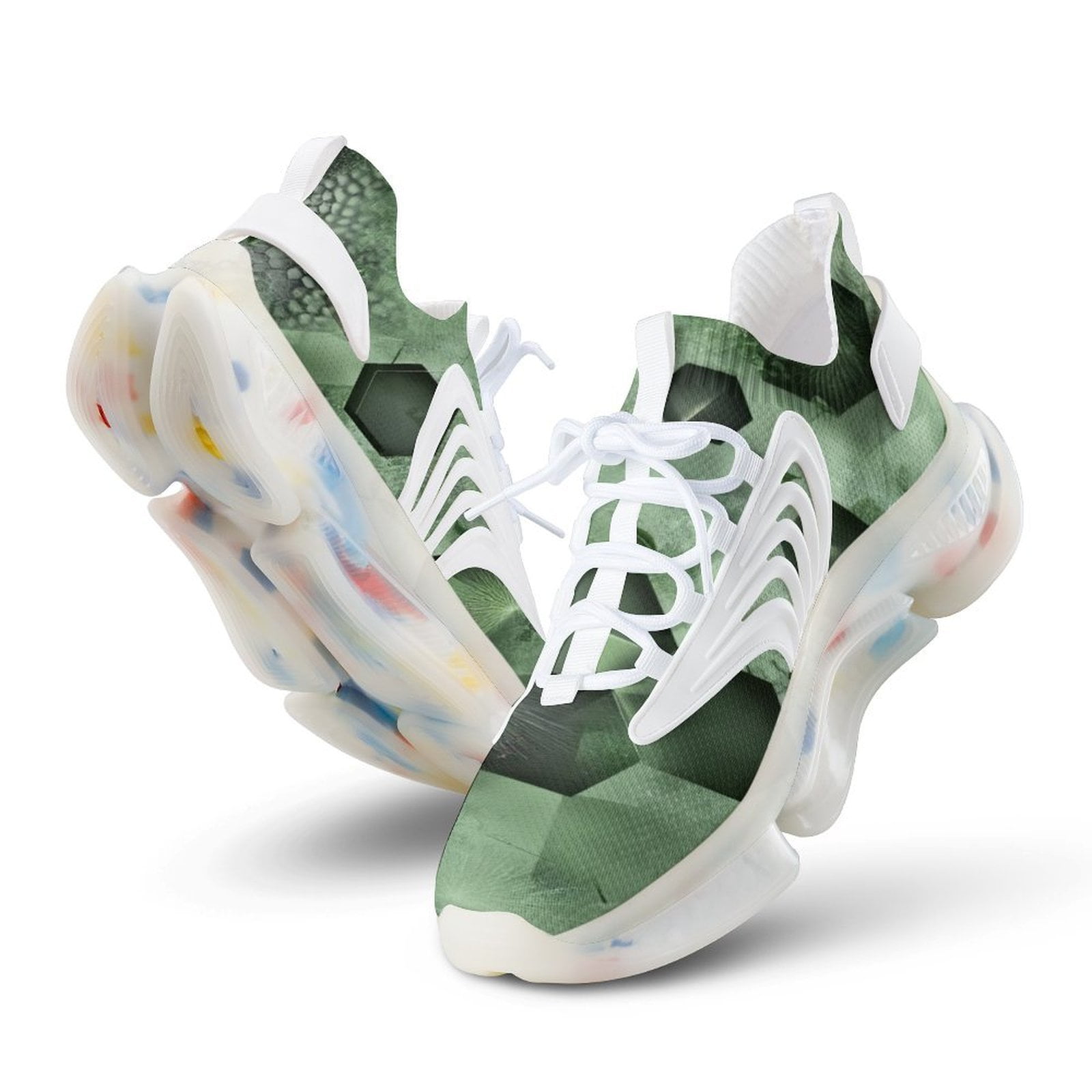 Abstract Green Geometric Design Walking Shoes for Men Woman Lightweight ...