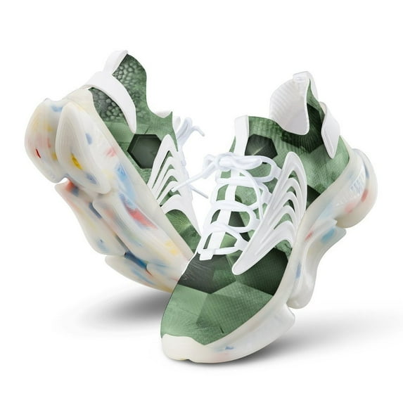 Abstract Green Geometric Design Walking Shoes for Men Woman Lightweight ...