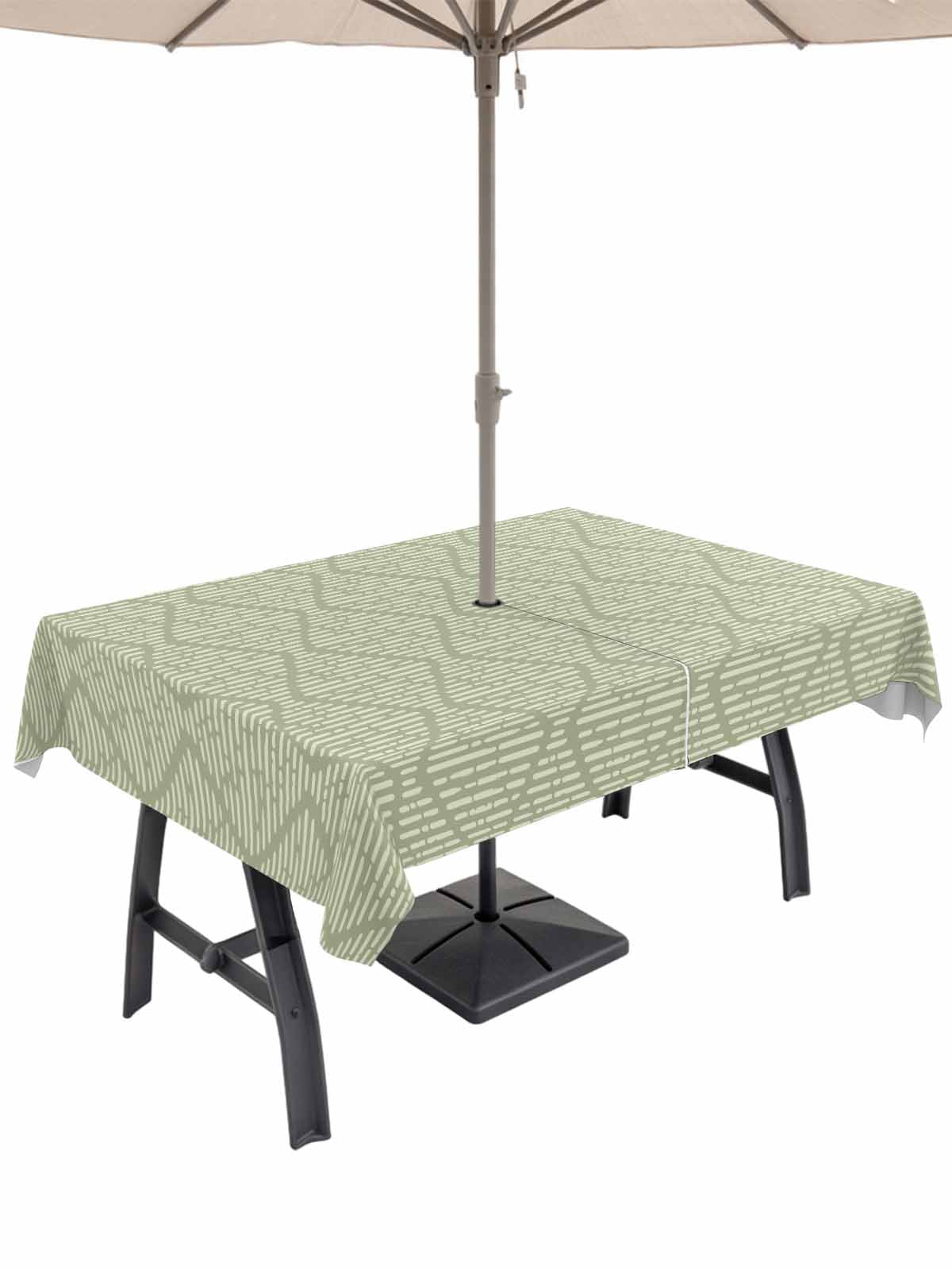 Abstract Green Geometric Rectangle Outdoor Tablecloth with Umbrella ...