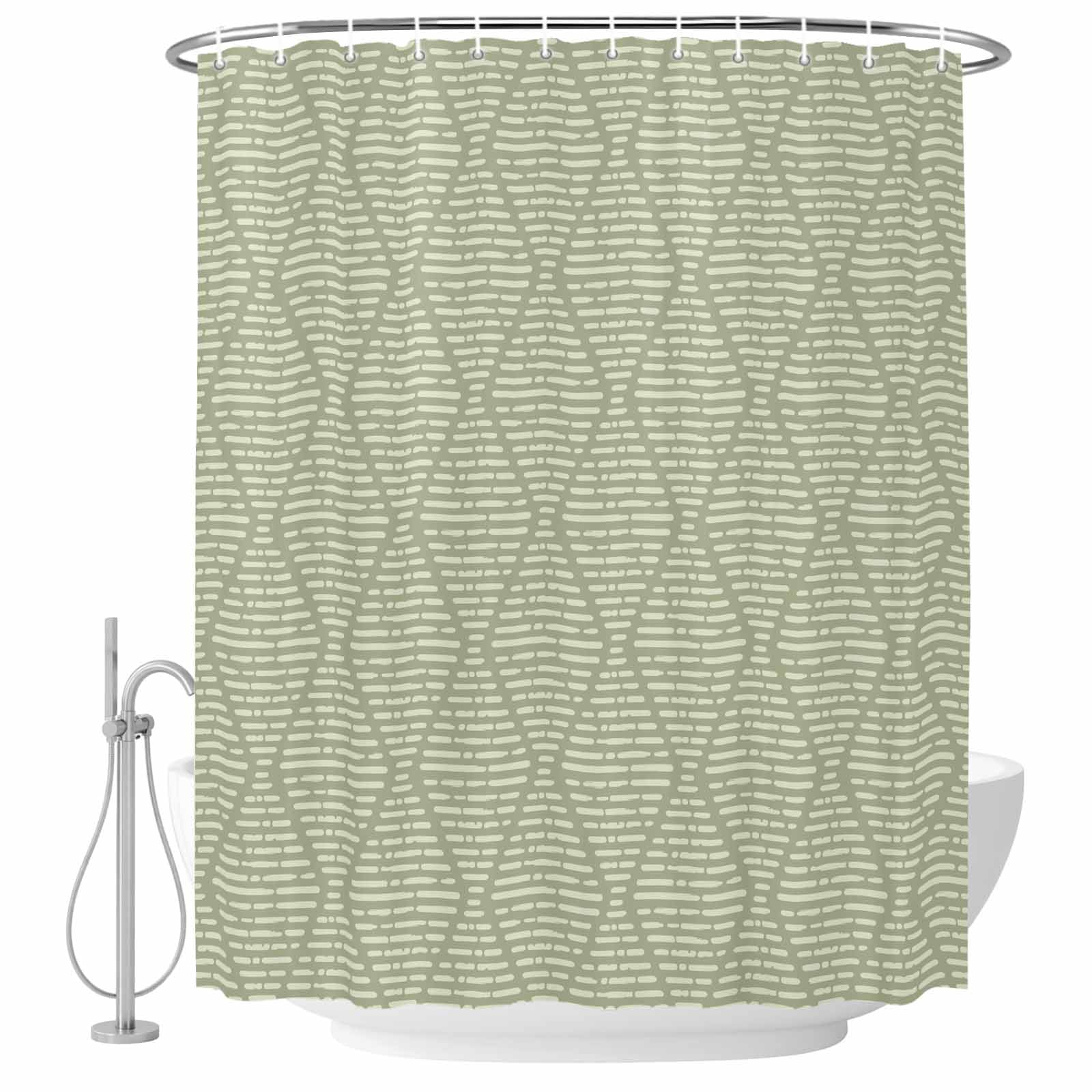 Abstract Green Geometric Shower Curtain for Bathroom, Argyle Stripes ...