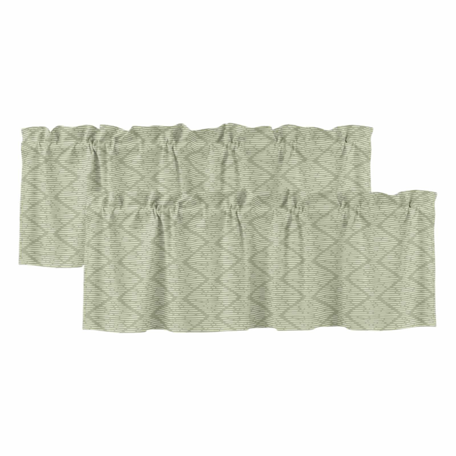 Abstract Green Geometric Window Valance, Argyle Stripes Sage Green ...
