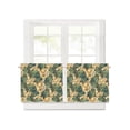 Abstract Green Gold Ginkgo Leaf Short Blackout Curtains 30 Inch Long ...