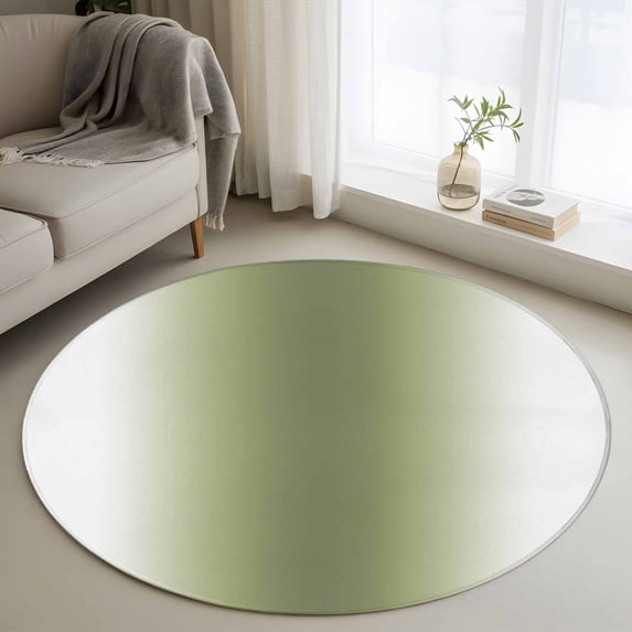 Abstract Green Gradient Small Round Rug 3Ft White and Sage Green ...