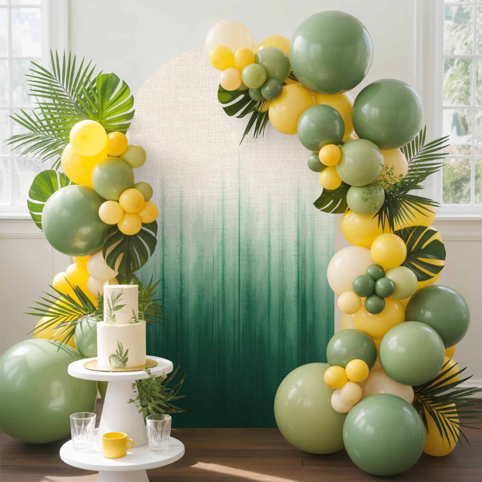 Abstract Green Gradient Tree Forest Arch Backdrop Cover Stretchy ...