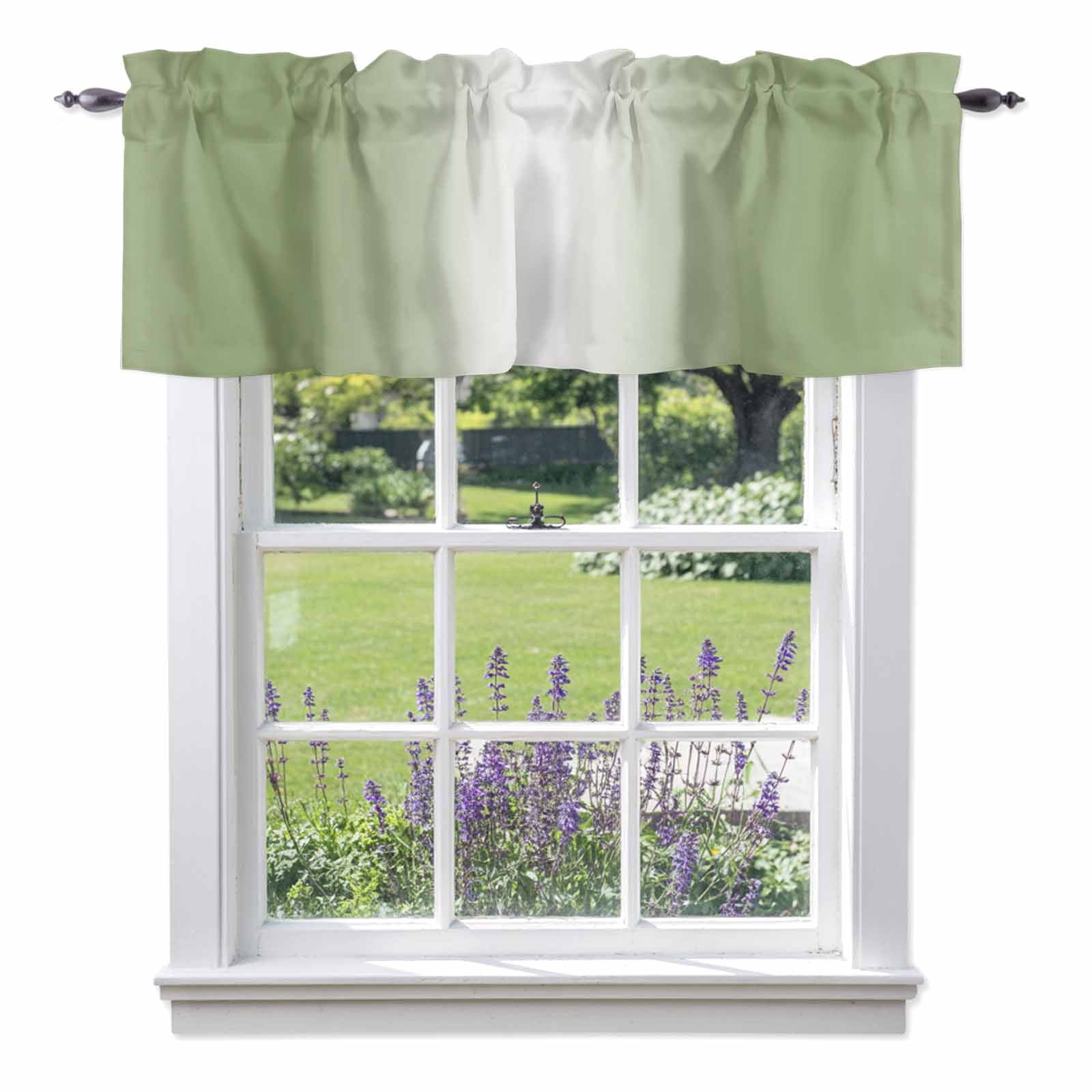 Abstract Green Gradient Valances for Windows, Sage Green and White ...