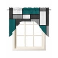 Abstract Green Grey Kitchen Swag Valances for Windows, Modern Geometric ...