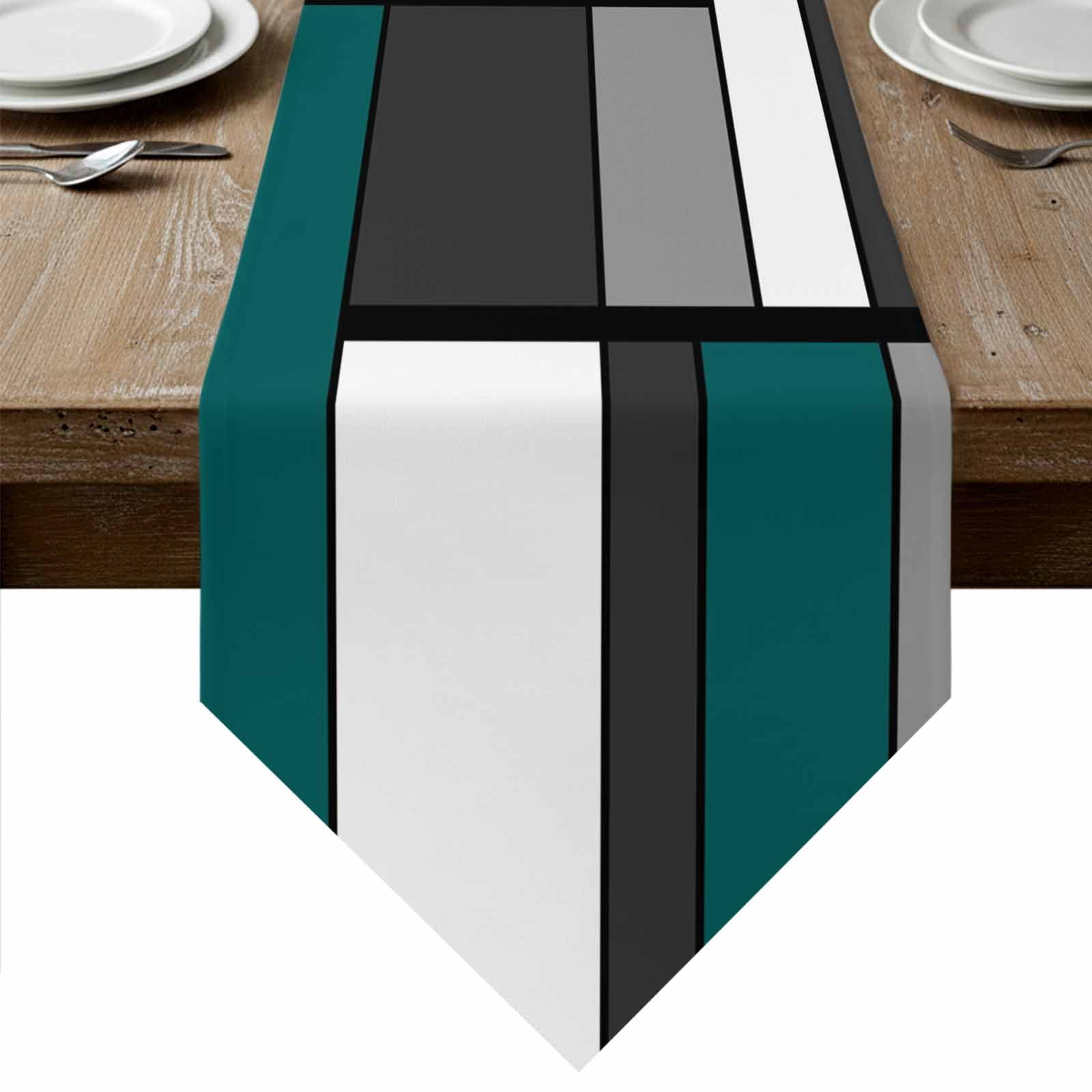 Abstract Green Grey Table Runner Linen Burlap Table Runner 48 Inches ...