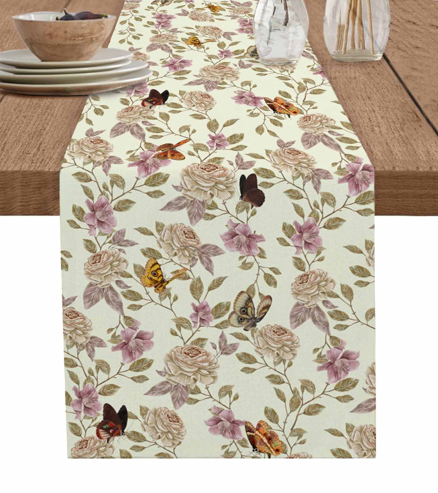 Abstract Green Leaf Plants Table Runner ration Home r Dinner Table ...