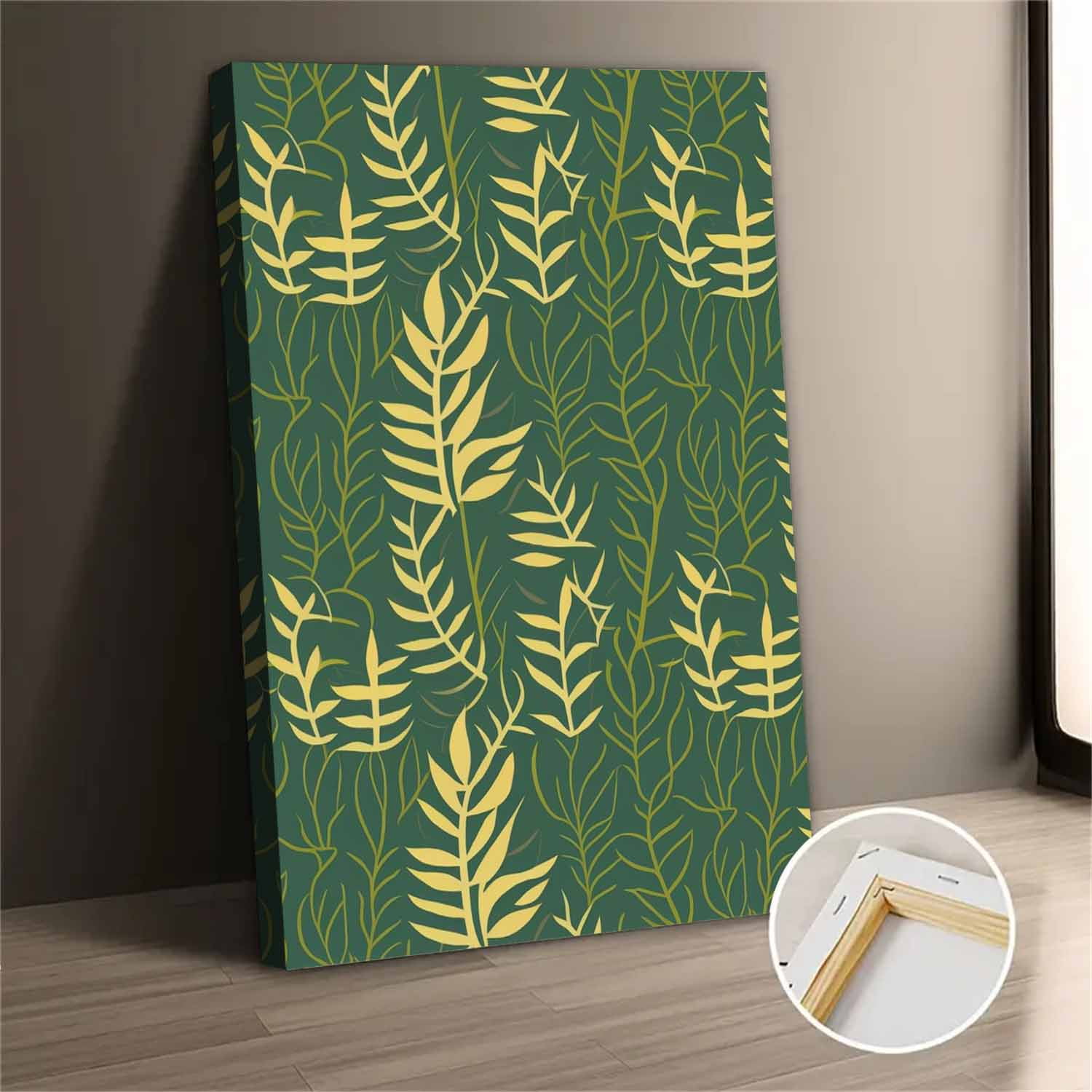 Abstract Green Leaves Canvas Wall Art Print - Walmart.com