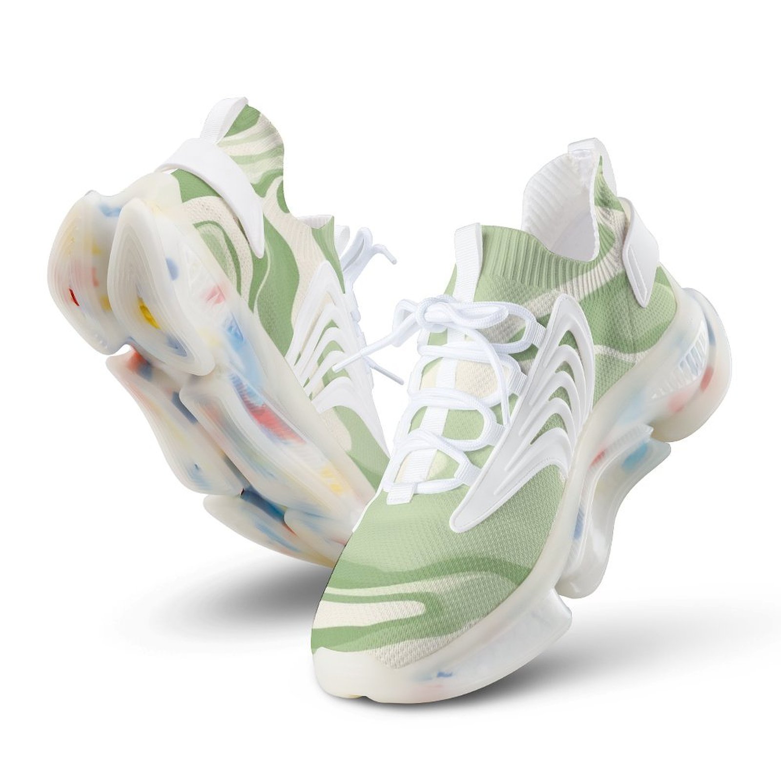 Abstract Green Marble Design Walking Shoes for Men Woman Lightweight ...