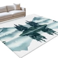 Abstract Green Mountain Area Rugs 4x6ft Lake Fog Landscape Painting ...