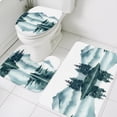 Abstract Green Mountain Bathroom Rugs Set Lake Fog Landscape Painting ...