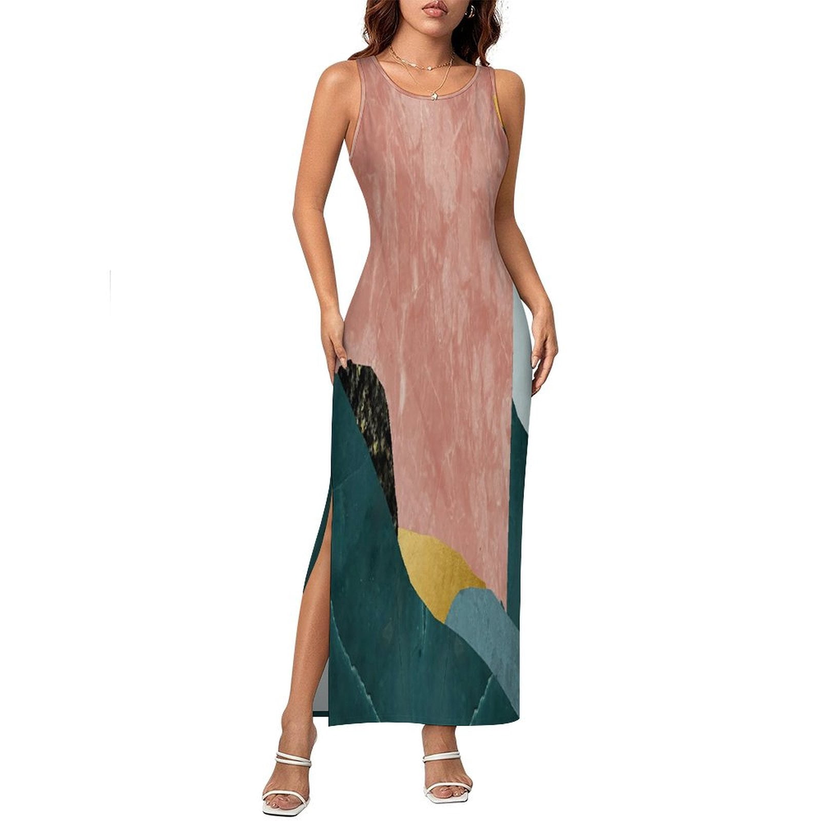 Abstract Green Mountain Landscape Color Block Minimalist Ladies Summer ...