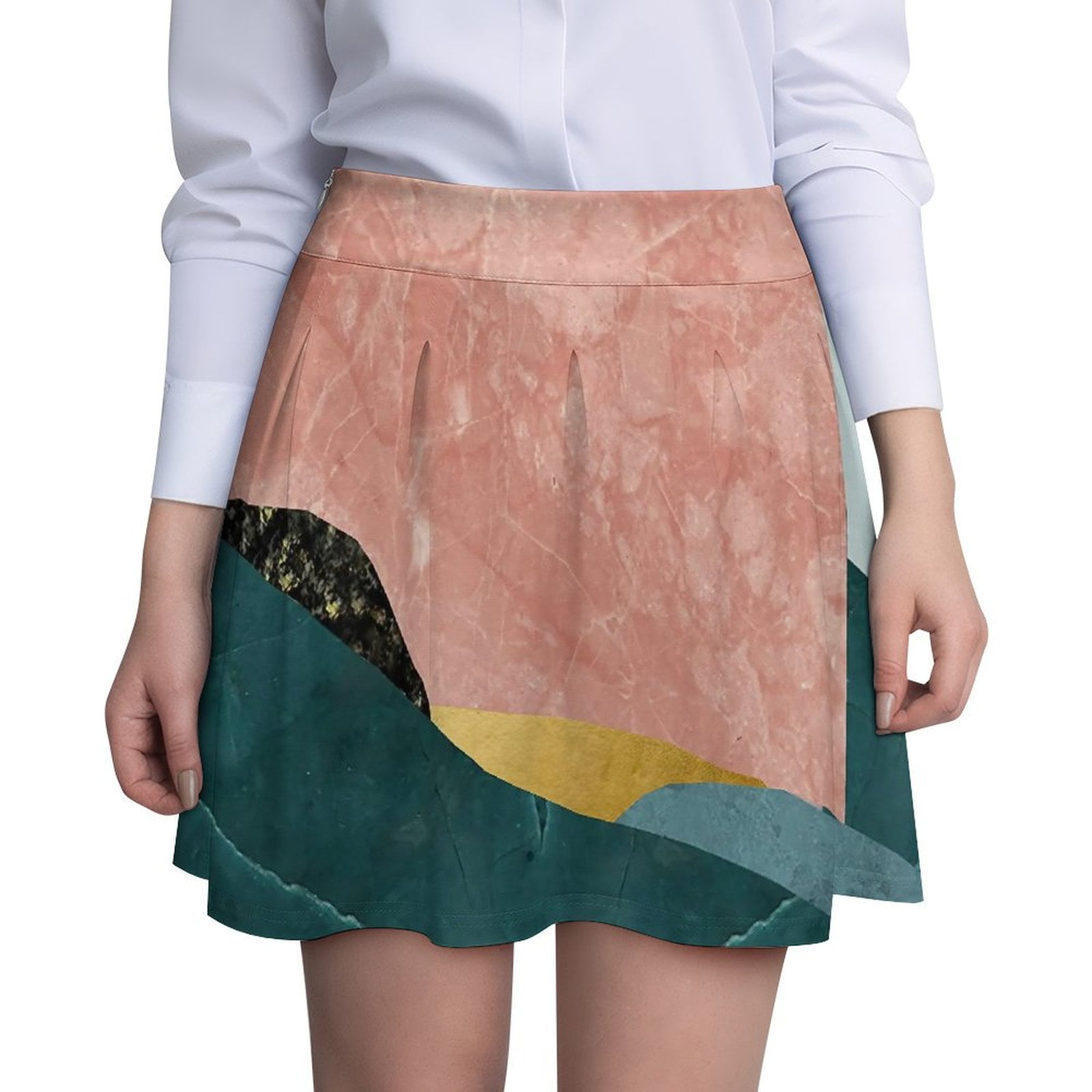 Abstract Green Mountain Landscape Color Block Minimalist Women's Casual ...