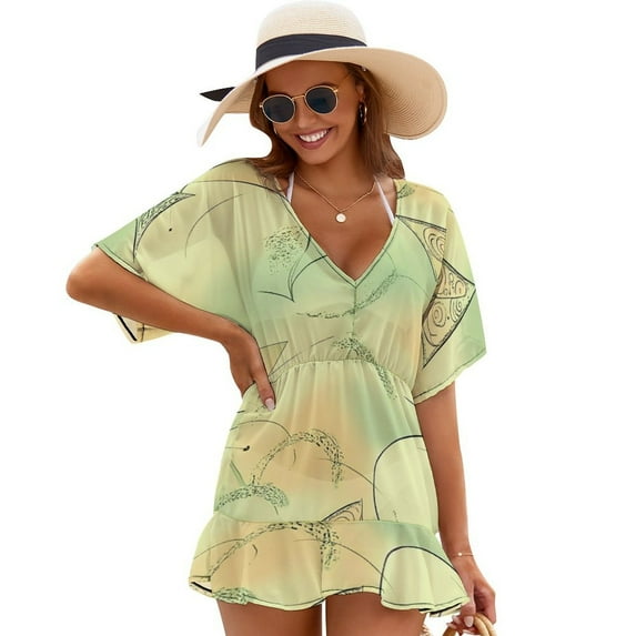 Abstract Green Pastel Design Cover Ups Dresses Women Summer Dress ...