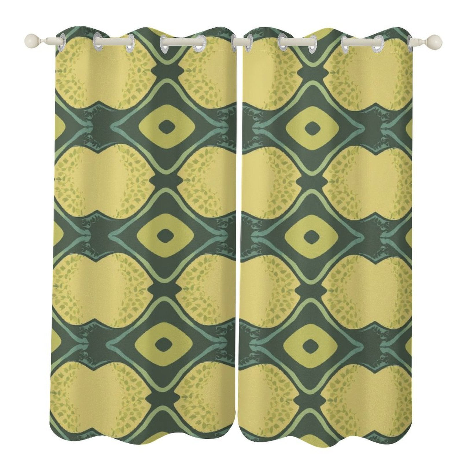 Abstract Green Pattern Curtains Outdoor Decor Curtain Panels With ...