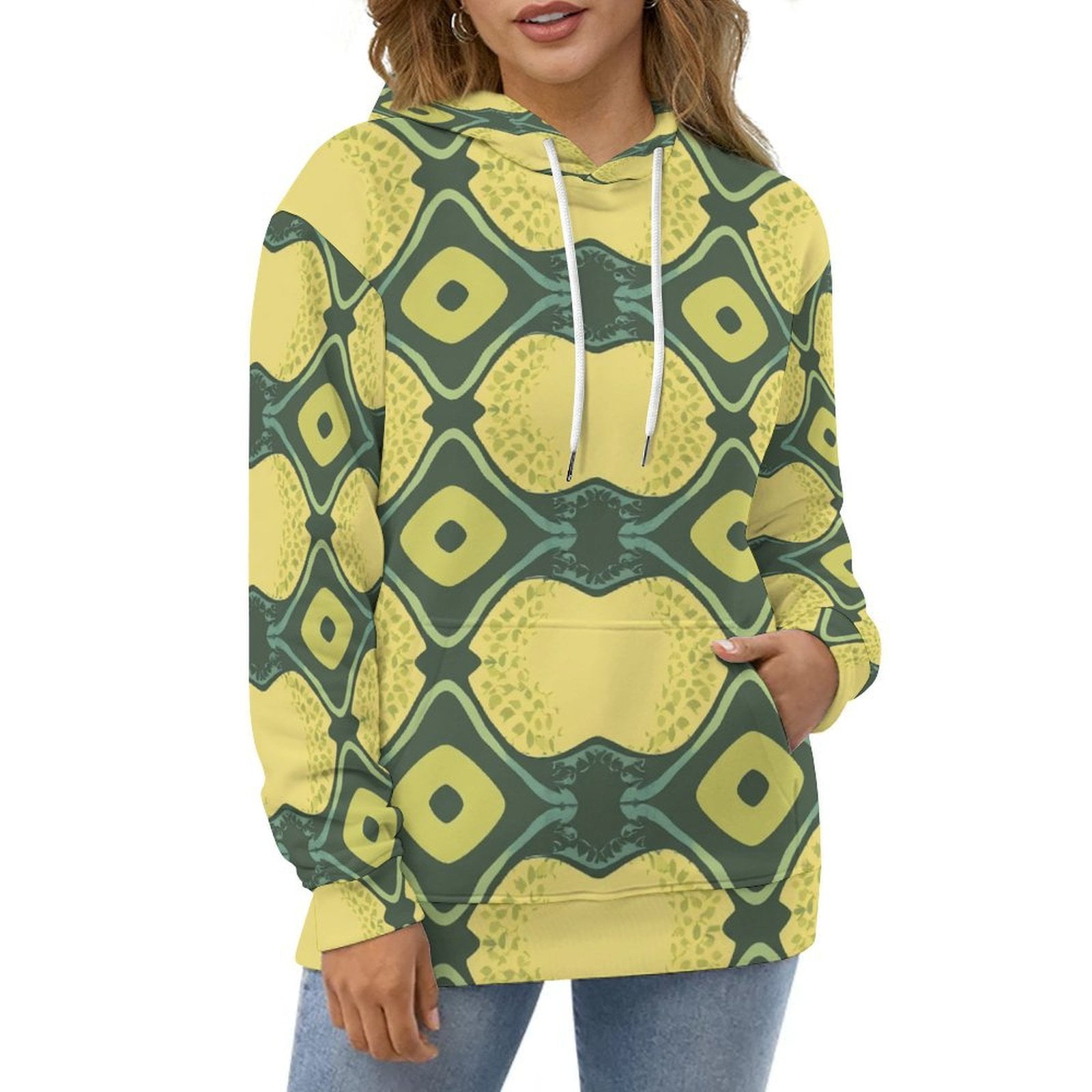 Abstract Green Pattern Hoodies Long-Sleeve Spring Fashion Oversize ...