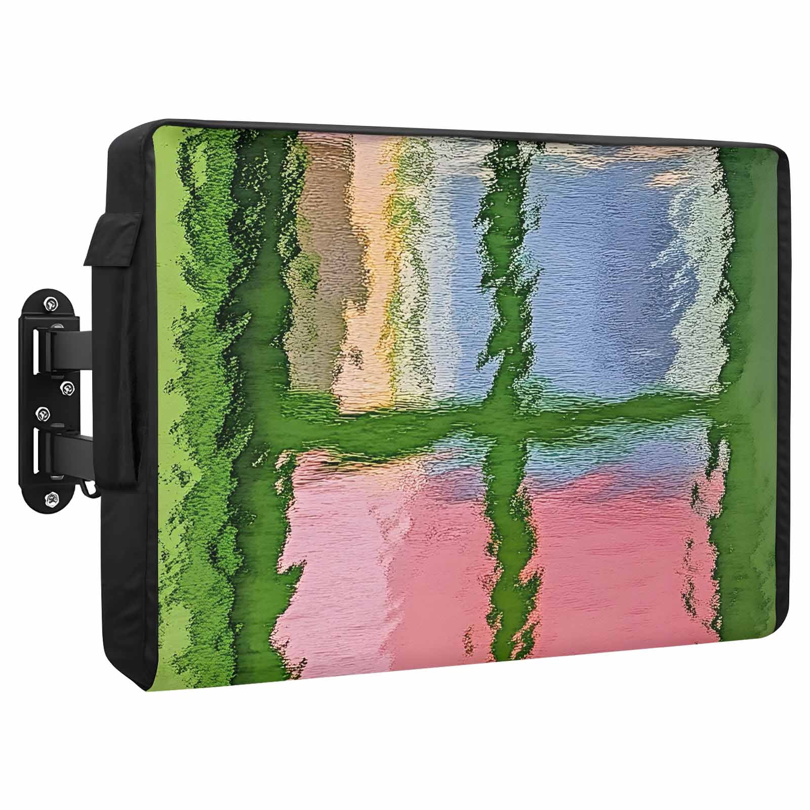 Abstract Green Pink Blue Waterproof Outdoor TV Cover, Modern Blurry ...