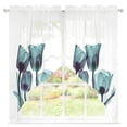 Abstract Green Sheer Curtains Swag Valances for Windows Tulip Ray White ...