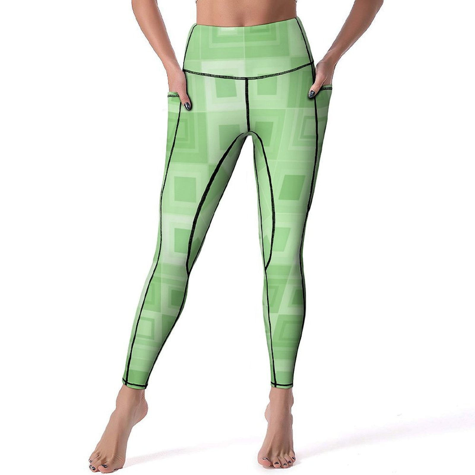 Abstract Green Square Pattern Leggings Gym Wear Gym Sportswear Woman ...