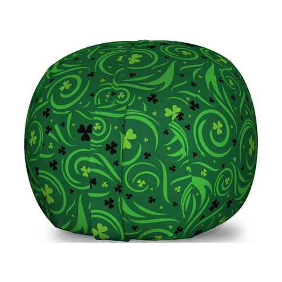 Abstract Green Storage Toy Bag Chair, Jumble Shamrock Themed Pattern St ...
