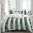 Abstract Green Stripes 4 piece Duvet Cover Set, Comfort Bedding Set ...
