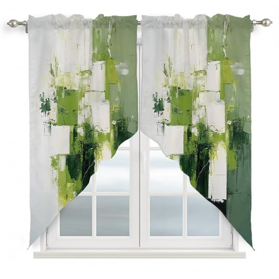 Abstract Green Swag Valances for Windows 45 inches Long, Minimalist ...
