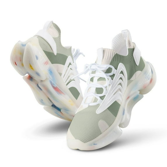 Abstract Green Swirl Pattern Design Walking Shoes for Men Woman ...