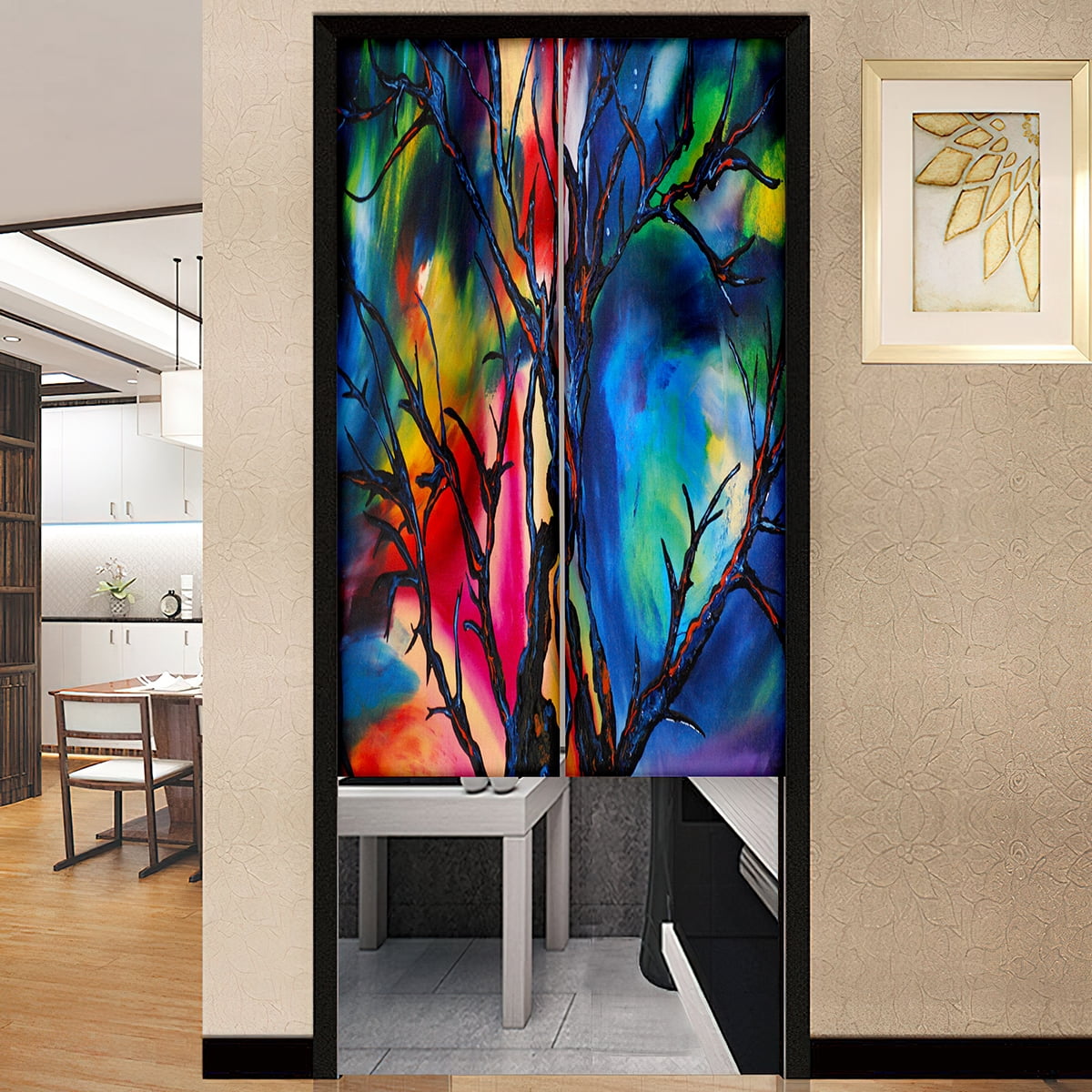 Abstract Green Tree Door Curtain Japanese Style Doorway Curtains Hotel ...