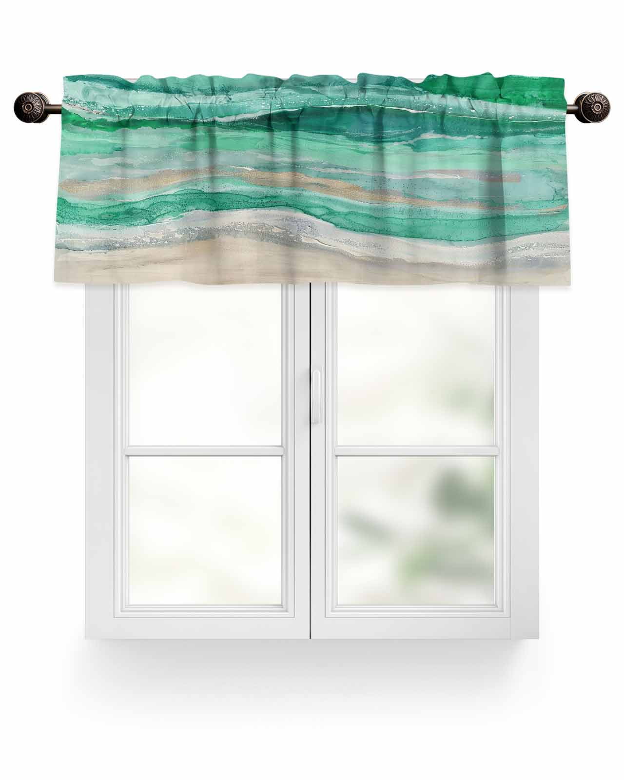 Abstract Green Valances for Windows Gradient Beach Ocean Wave Oil ...