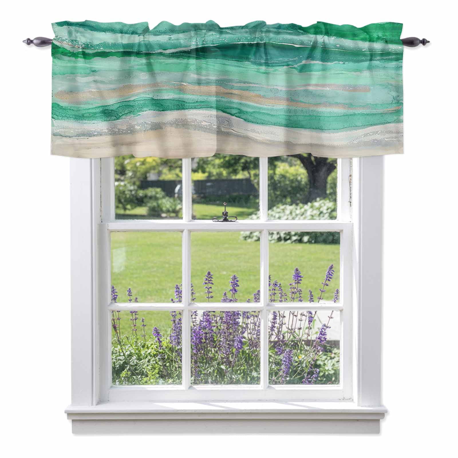 Abstract Green Valances for Windows, Gradient Beach Ocean Wave Oil ...