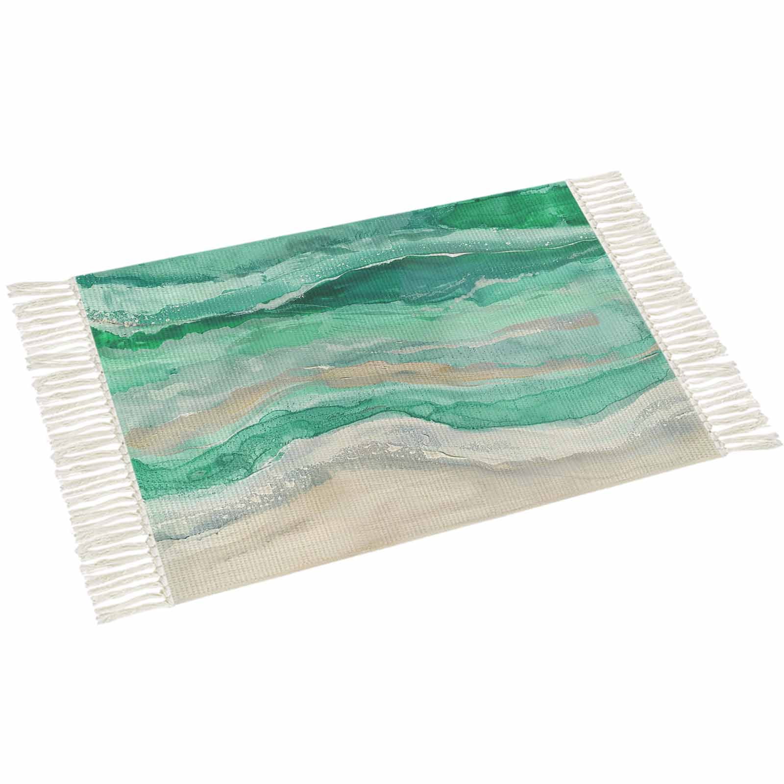 Abstract Green Washable Bath Rug - 2x3 Entry Rug Washable Indoor ...