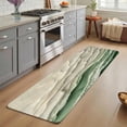 Abstract Green Washable Runner Rug 2X5 ft Beige Ocean Wave Oil Painting ...