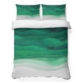 Abstract Green Water Wave 3 Pieces Quilt Set,1 Quilt with 2 Shams,Ocean ...