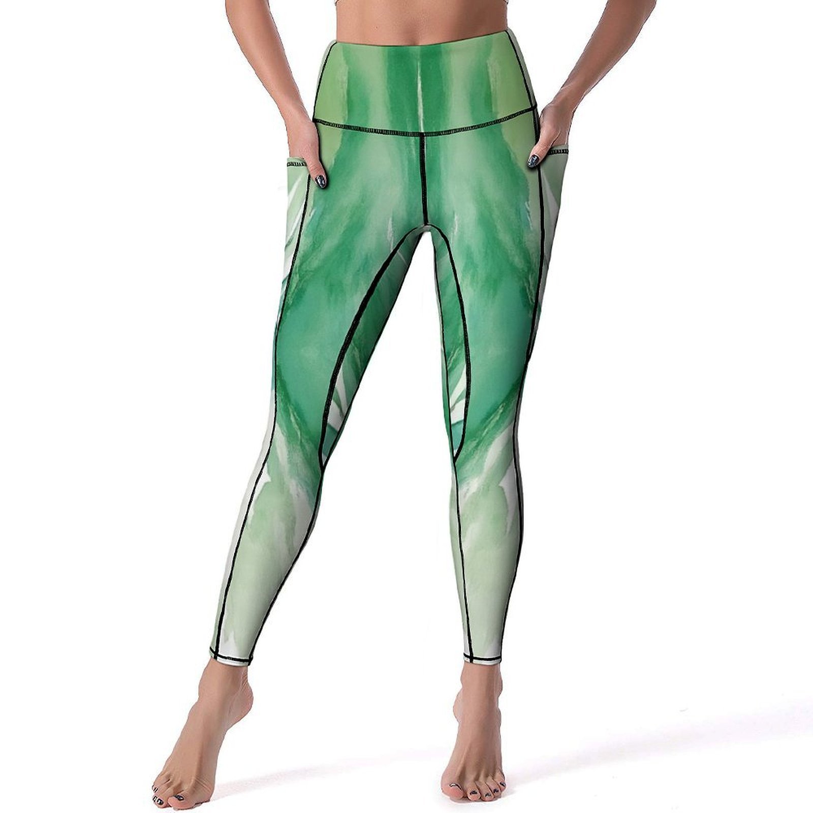 Abstract Green Watercolor Art Leggings Gym Wear Gym Sportswear Woman ...