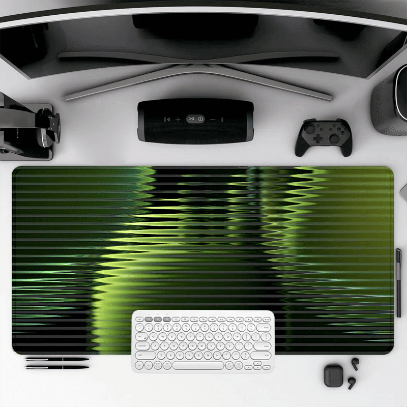 Abstract Green Wave Design Mouse Pad 35.4 x 15.8 Inches Rubber Desk Mat ...