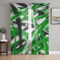 Abstract Green Waves Sheer Curtains 72 Inch Length 2 Panels Set ...