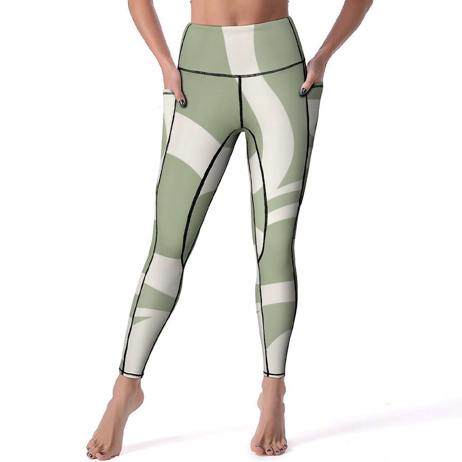Abstract Green Wavy Design Art Leggings Legging Gym Gym Pants Gym ...