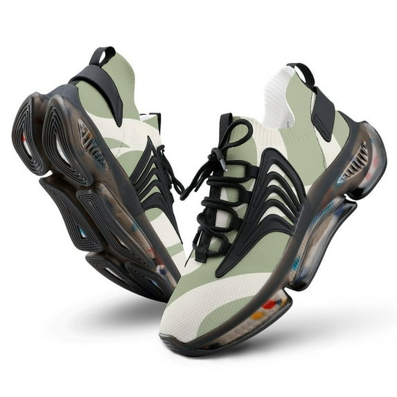 Abstract Green Wavy Design Art Walking Shoes for Men Woman Lightweight ...