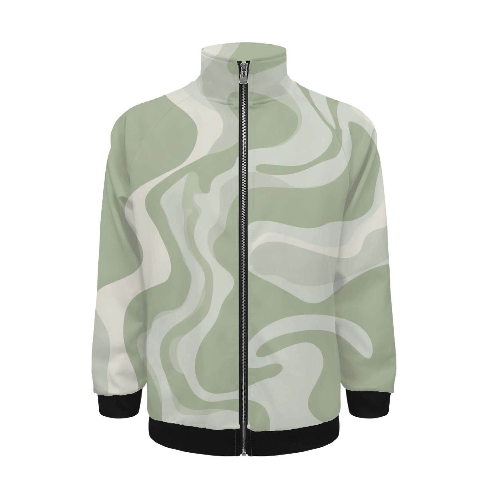 Abstract Green Wavy Design Jacket Men's Street Cool Long Sleeves Coat ...