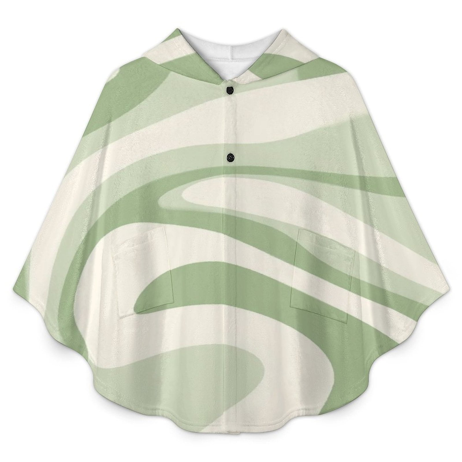 Abstract Green Wavy Pattern Design Blanket Oversized Wearable Hooded ...