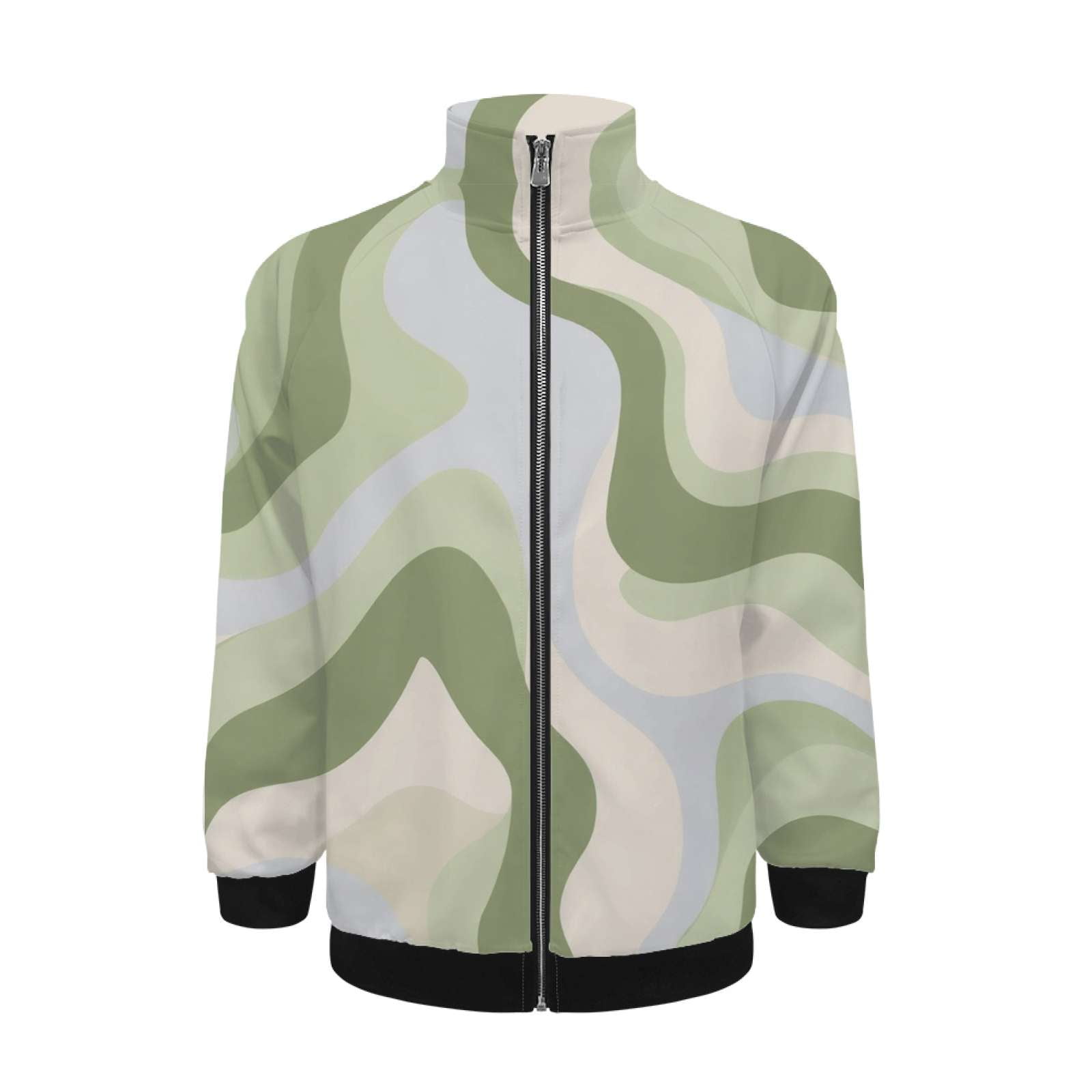 Abstract Green Wavy Pattern Design Jacket Men's Street Cool Long ...