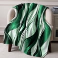 Abstract Green White Wavy Line Throw Blanket Flannel Fleece Throws ...