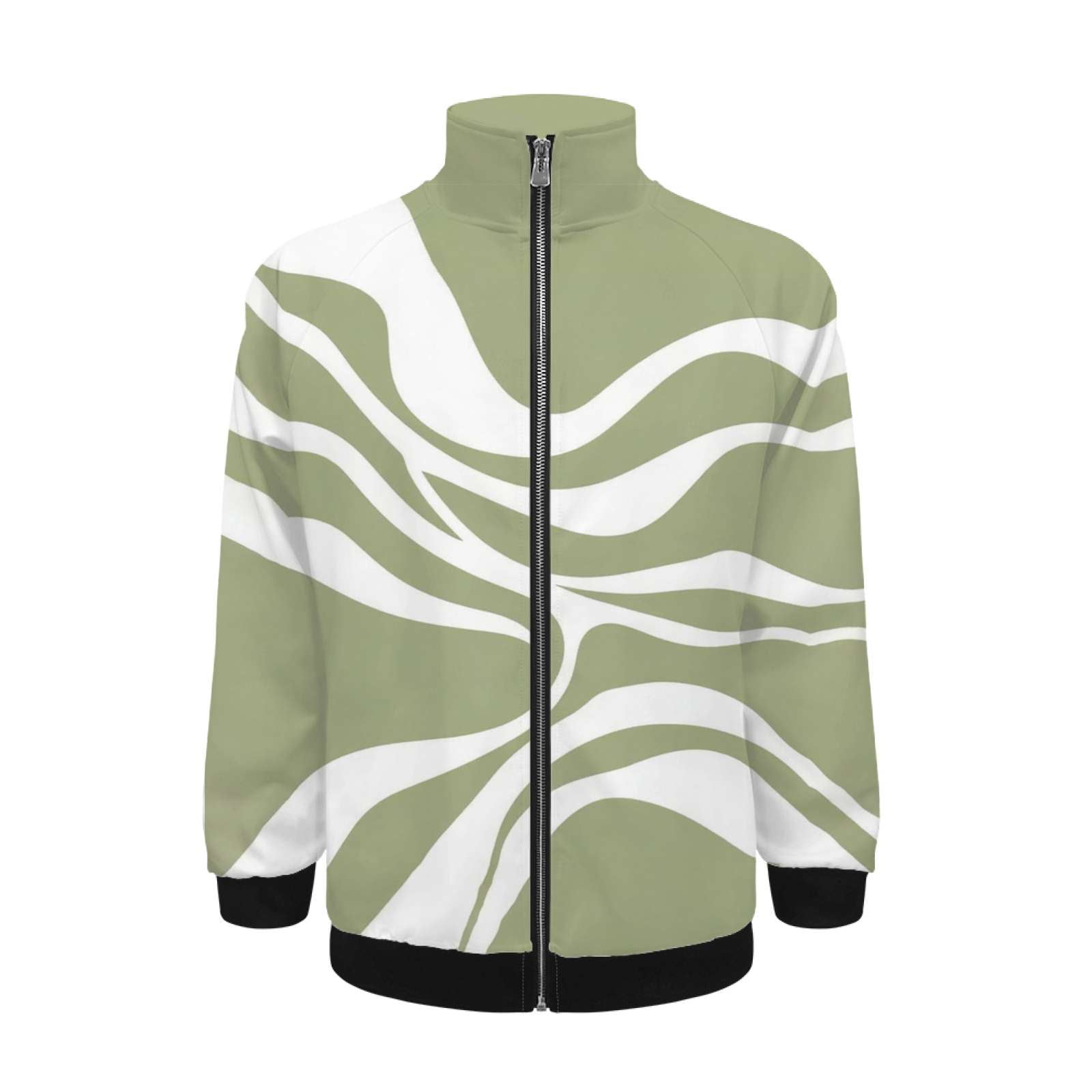 Abstract Green White Wavy Lines Jacket Men's Street Cool Long Sleeves Coat Personality Tops ...