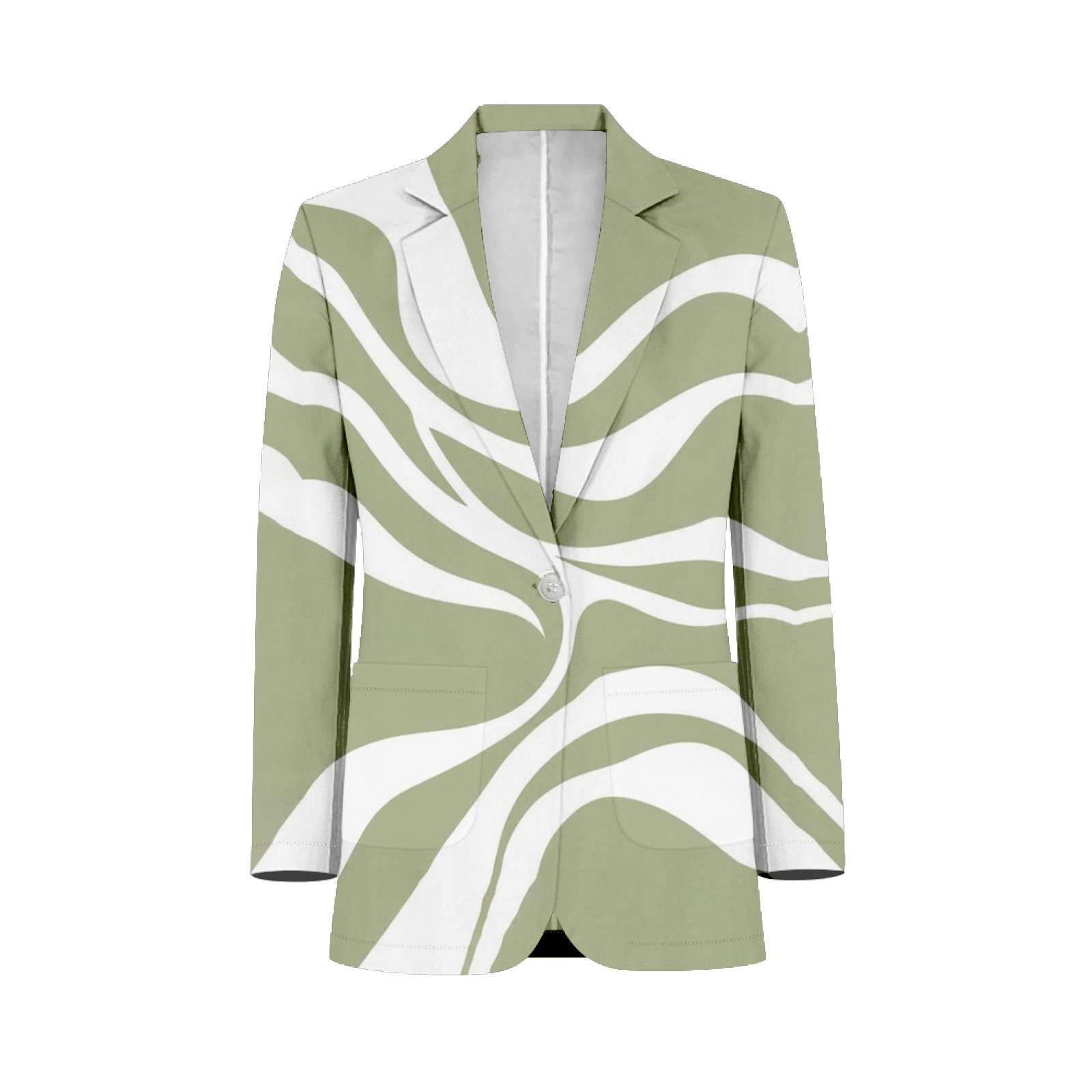 Abstract Green White Wavy Lines Mens Suits Shawl Collar Slim Fit Suit ...