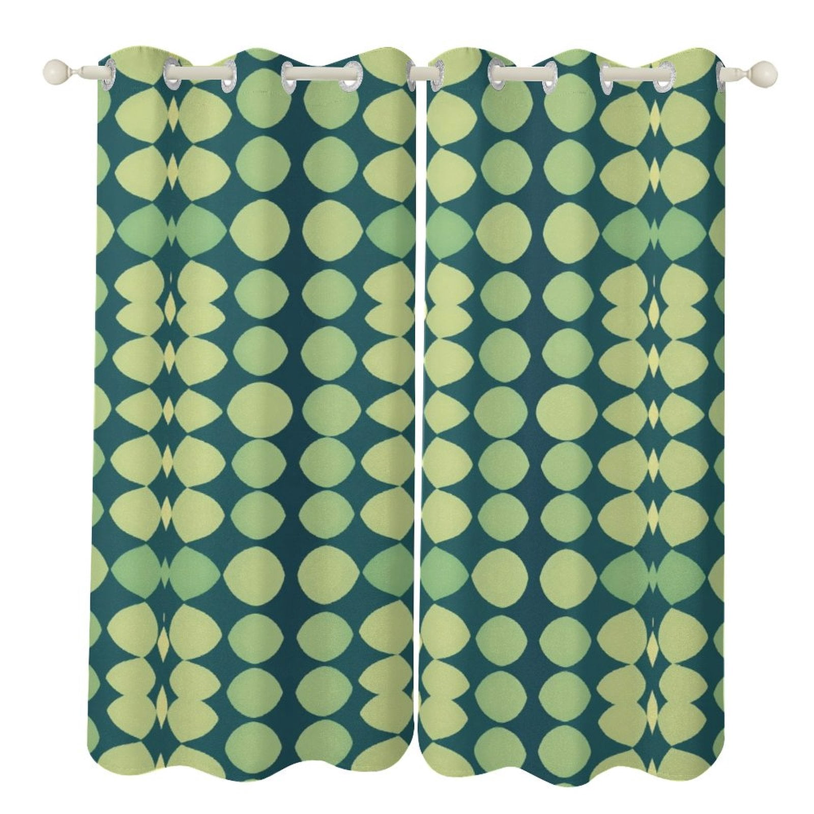 Abstract Green Yellow Pattern Seamless Design 2 Pieces Window Drape ...