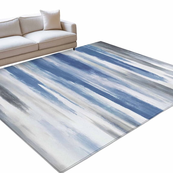 Abstract Grey Area Rugs 2.7x5ft Blue Mottled Gradient Texture Farmhouse ...