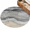 Abstract Grey Area Rugs 3' (Round) Gradient Beach Ocean Wave Oil ...
