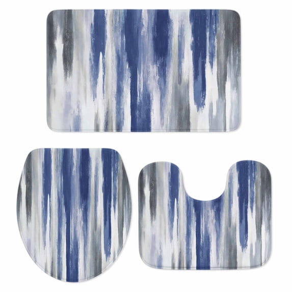 Abstract Grey Bathroom Rugs Set Navy Blue Mottled Gradient Texture ...