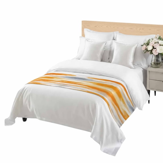 Abstract Grey Bed Runner Twin Size Orange Mottled Gradient Texture ...